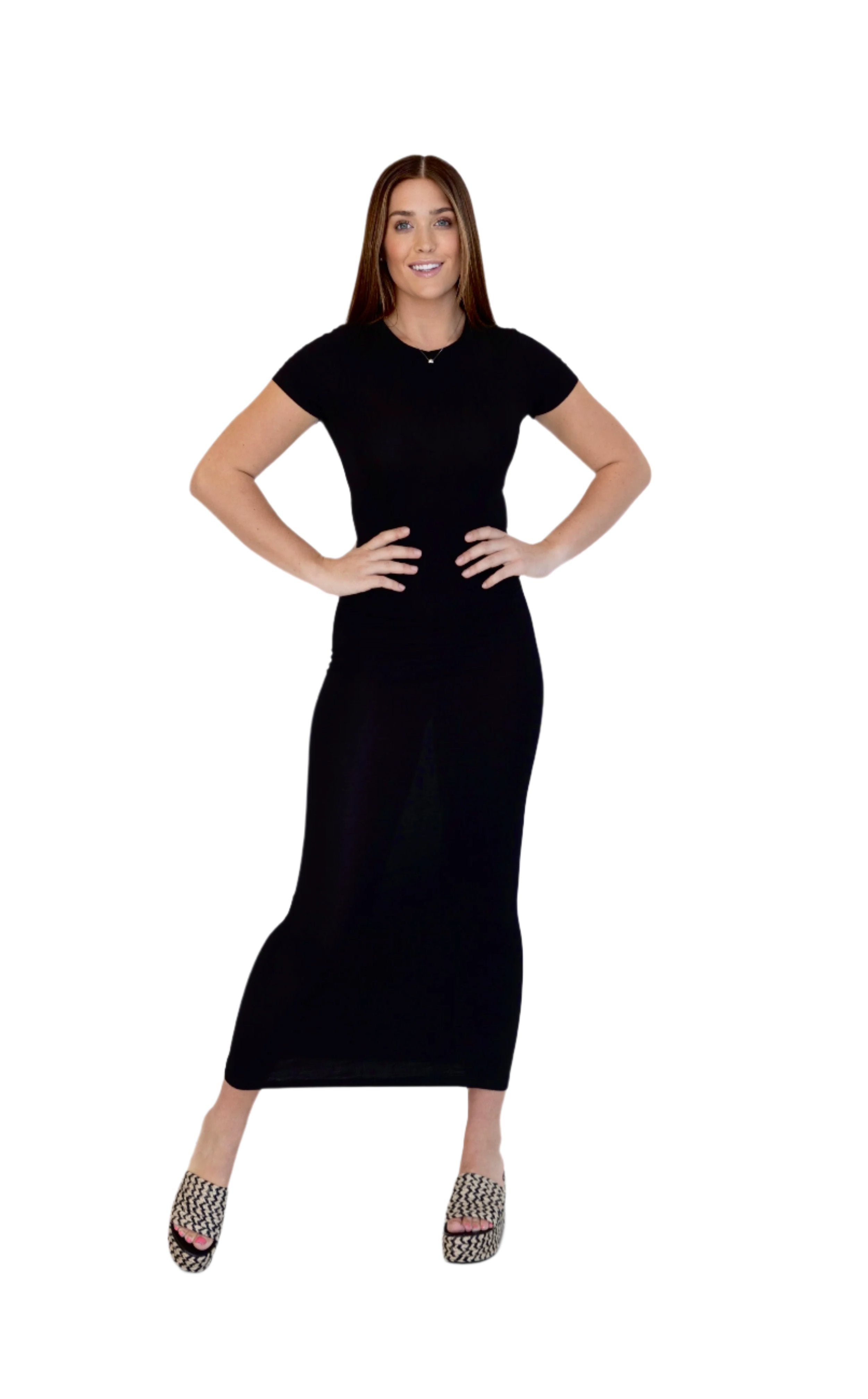 Daria Black Bodycon Maxi Dress – Robin Towle
