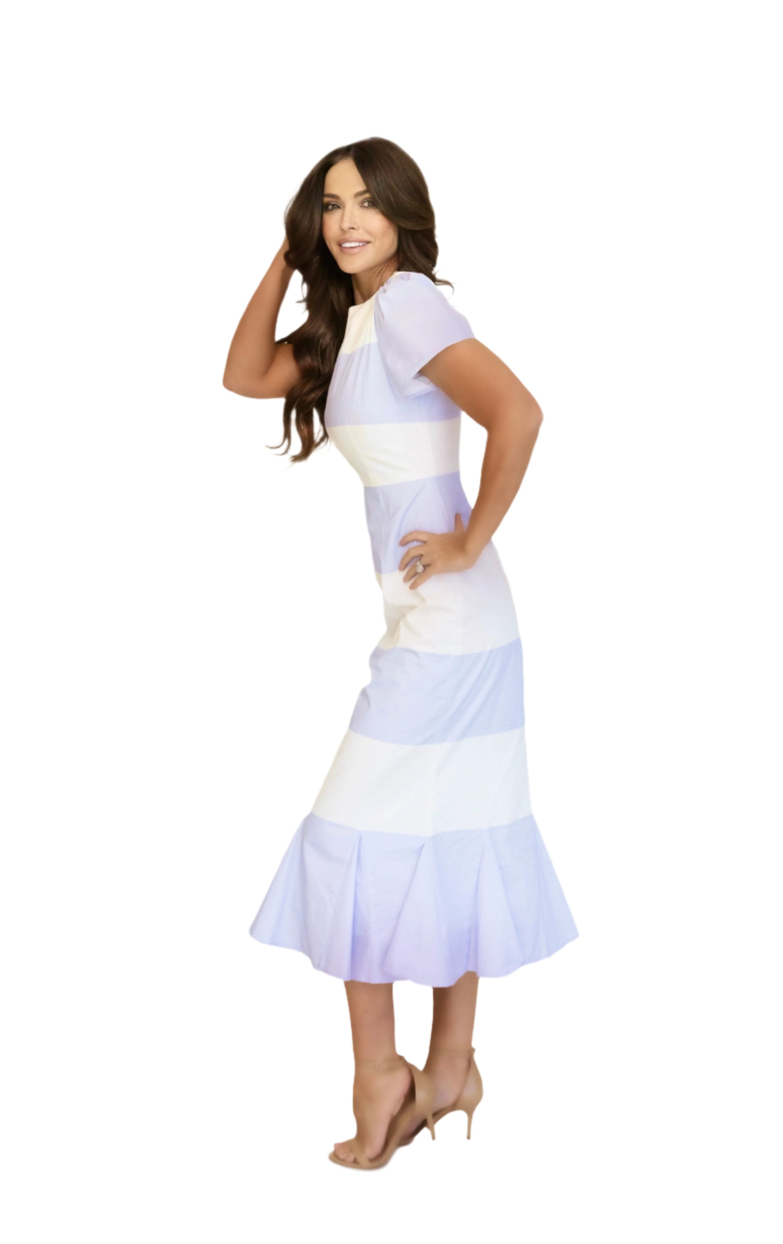Carolina Blue and White Striped Midi Dress – Robin Towle